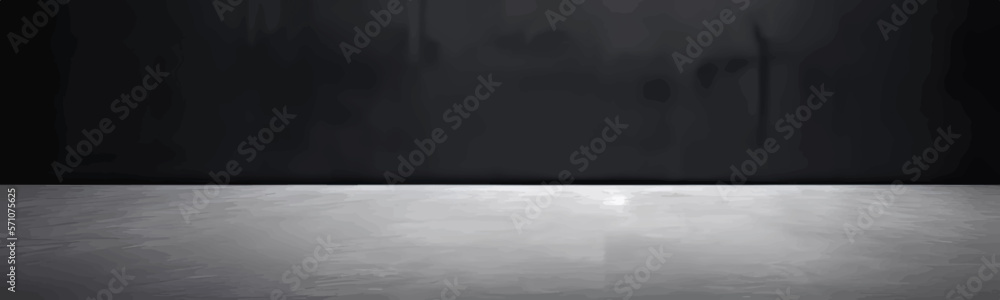 Dark room background, with black wall and modern abstract surface ...