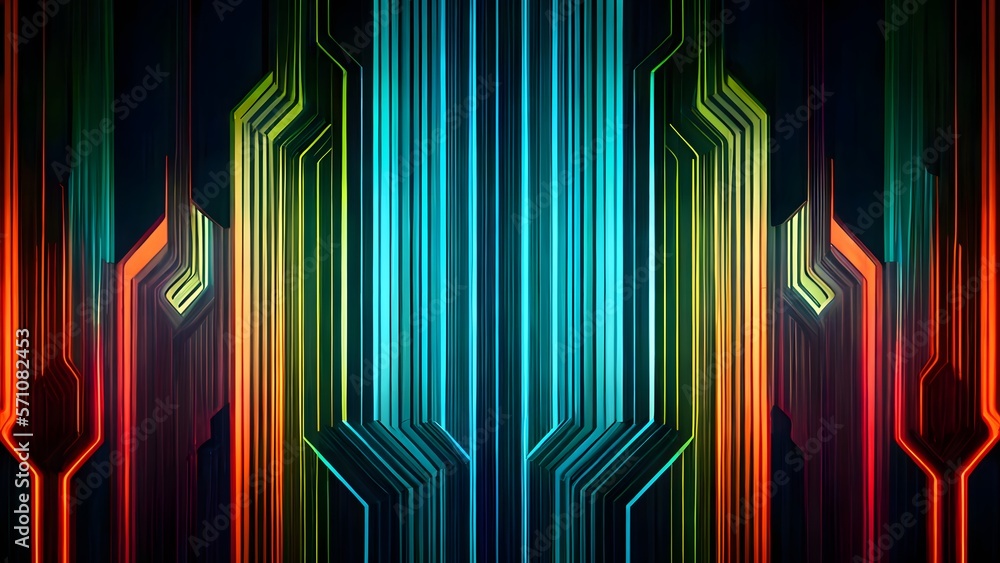 Abstract vertical line background with colorful spectrum. Bright neon ...