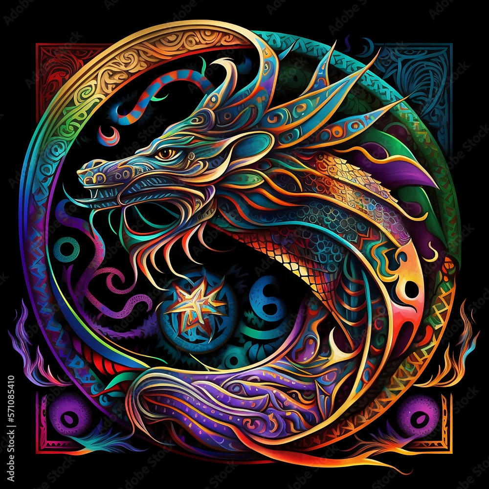 Celtic art of east totem and west style in psychedelic. Fit for apparel ...