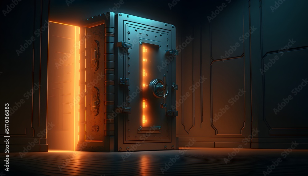 Bank deposit lockers with closed steel doors, powerful secure ...