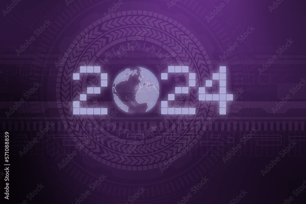 digital modern technology background and 2024 new year text, concept of ...