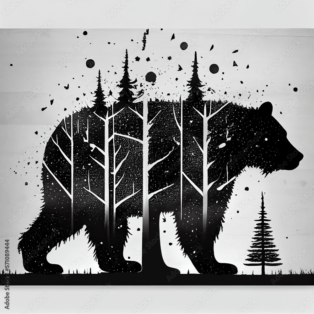 forest grizzly bear silhouette, Bear Forest Wilderness, Bear in the ...