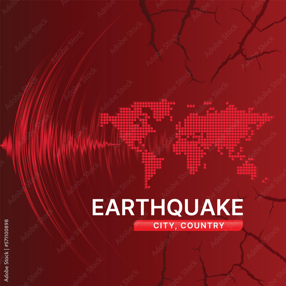 Earthquake concept with Earthquake city country text on red light curve ... Earthquake concept with Earthquake city country text on red light curve ...