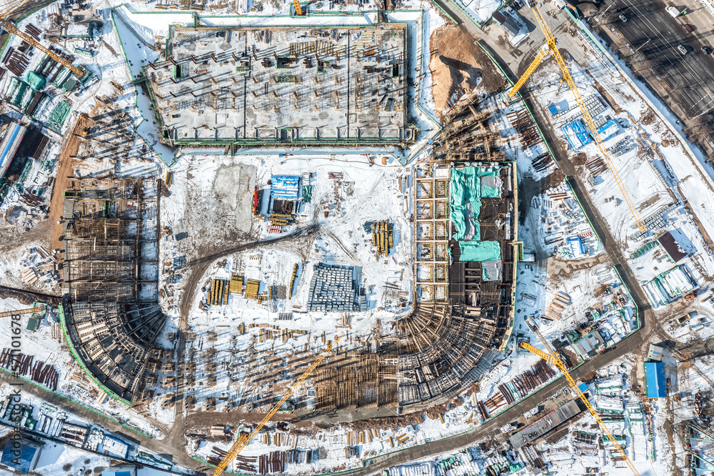 MINSK, BELARUS - 15 FEBRUARY, 2022: Construction of new stadium in ...