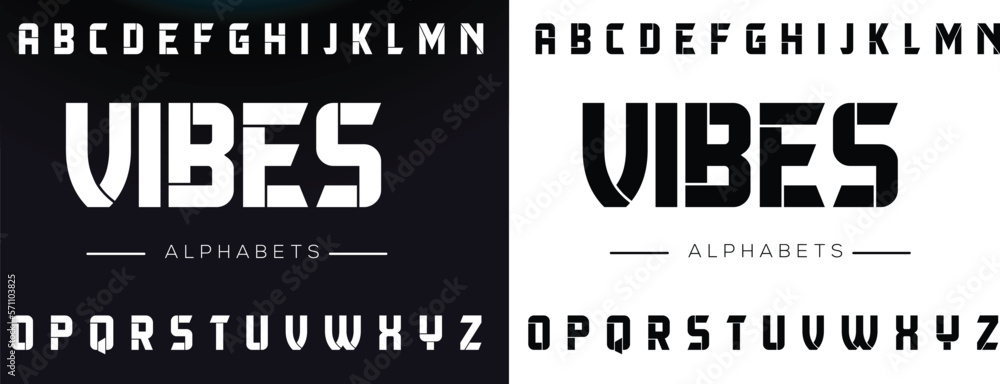 VIBES Luxury Minimal Modern Tech Alphabet Letter Fonts. Typography ...
