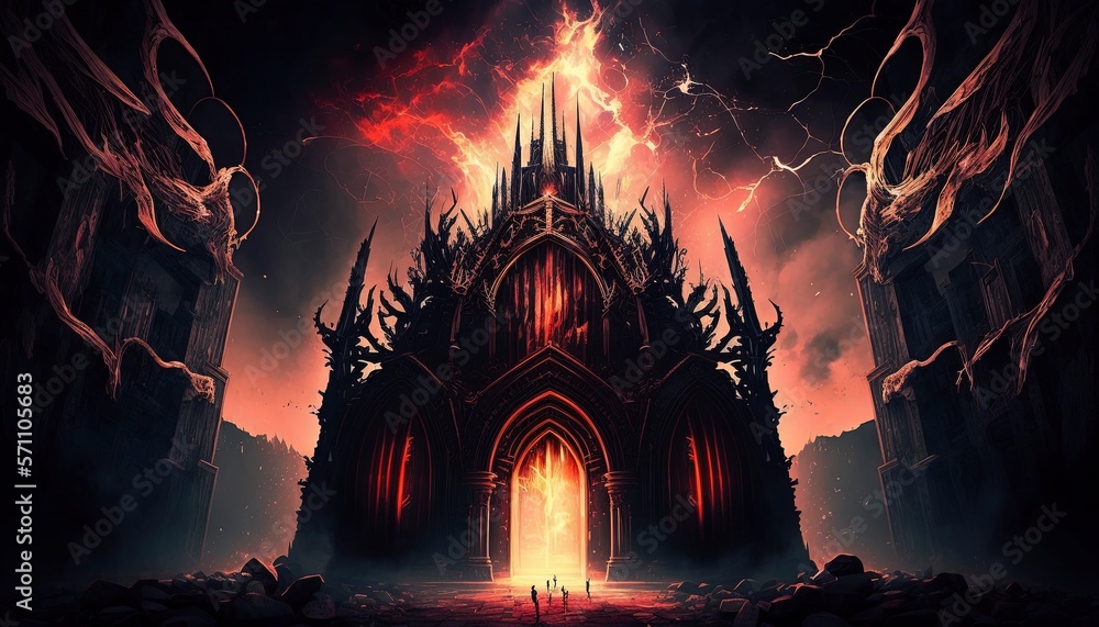 demonic cathedral with Generative AI Stock Illustration | Adobe Stock