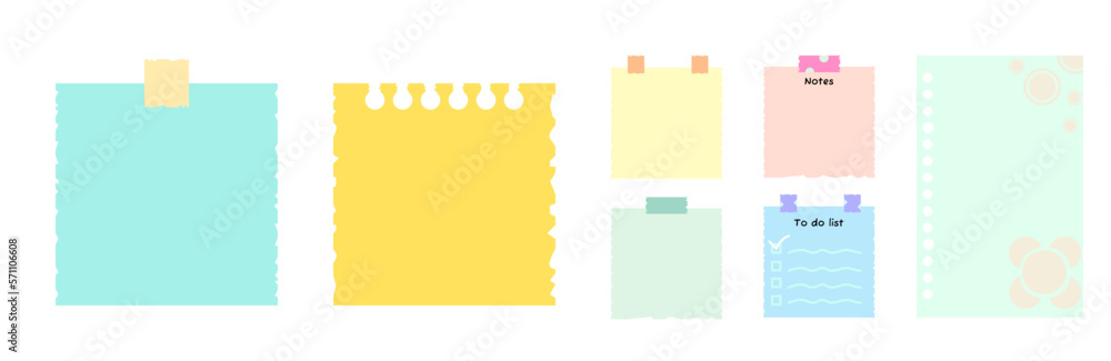 Various note papers on stickers. Information board with blank sticky ...