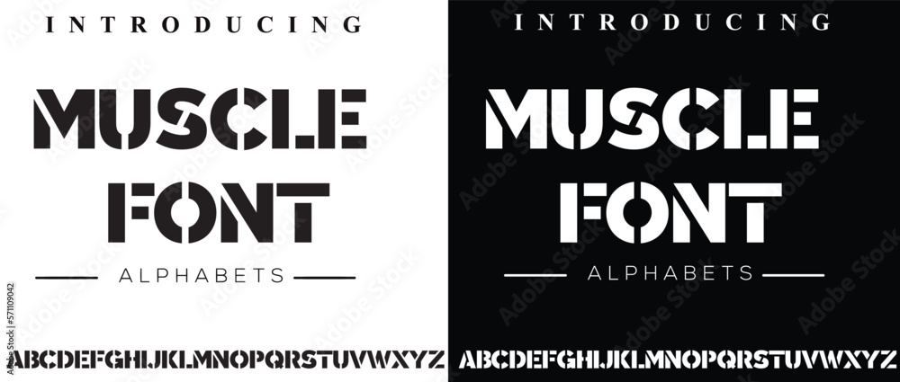 MUSCLE Luxury Minimal Modern Tech Alphabet Letter Fonts. Typography ...