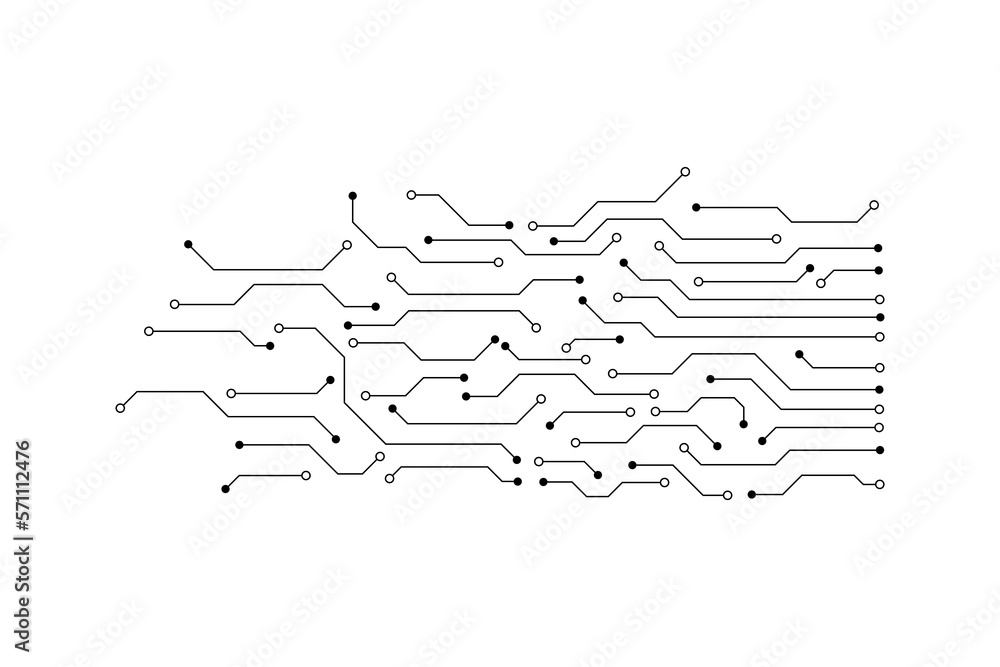 Vector circuit board pattern on a white screen for background ...