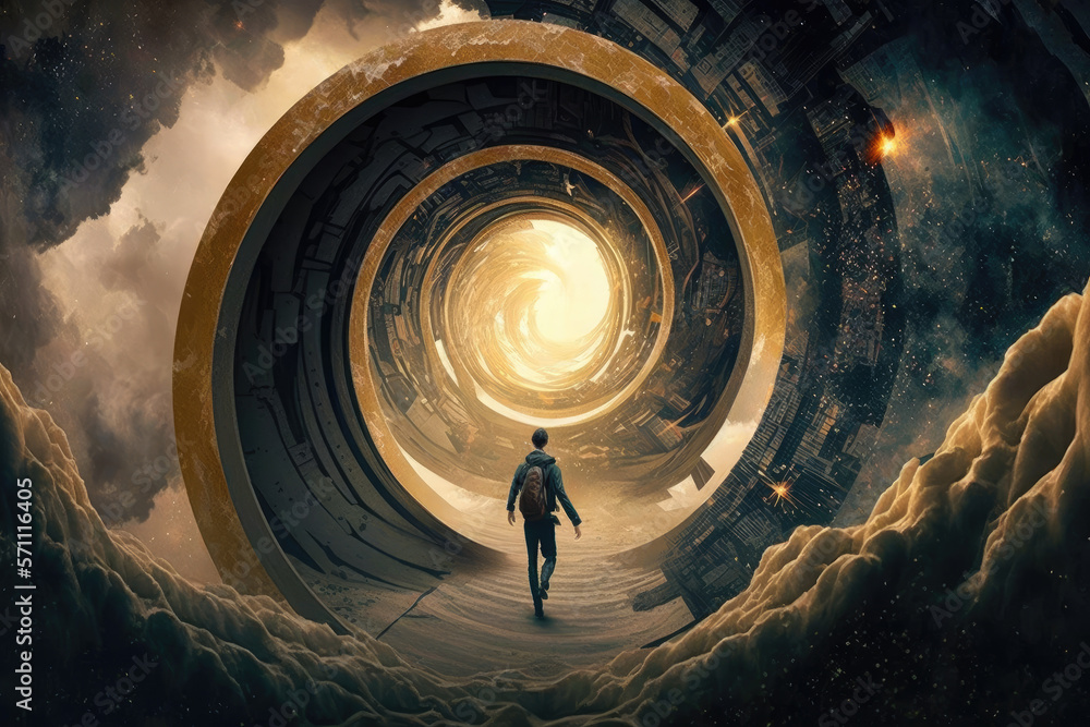 The Vortex Through Time and Space, digital art style Stock Illustration ...