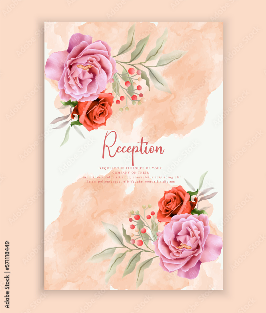 Reception invitation card floral luxury background design. Stock Vector ...