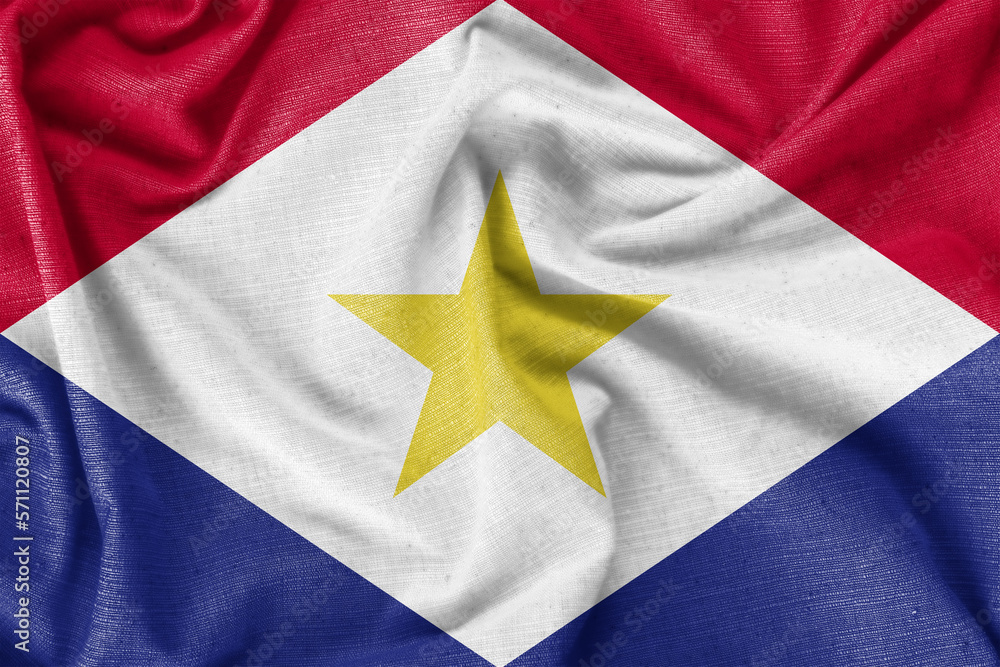 Saba Island country flag background realistic silk fabric Stock ...
