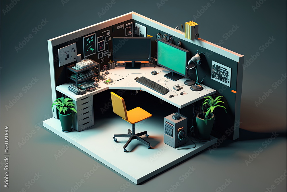 3d workspace, desk, Made by AI,Artificial intelligence Stock ...