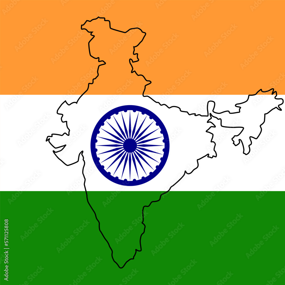 Vector illustration of Indian Map with Flag. Stock Vector | Adobe Stock