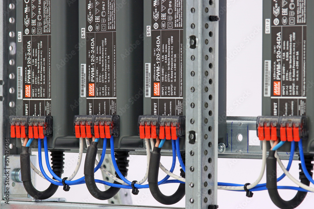 The Mean Well power modules for LED lighting are installed in an ...