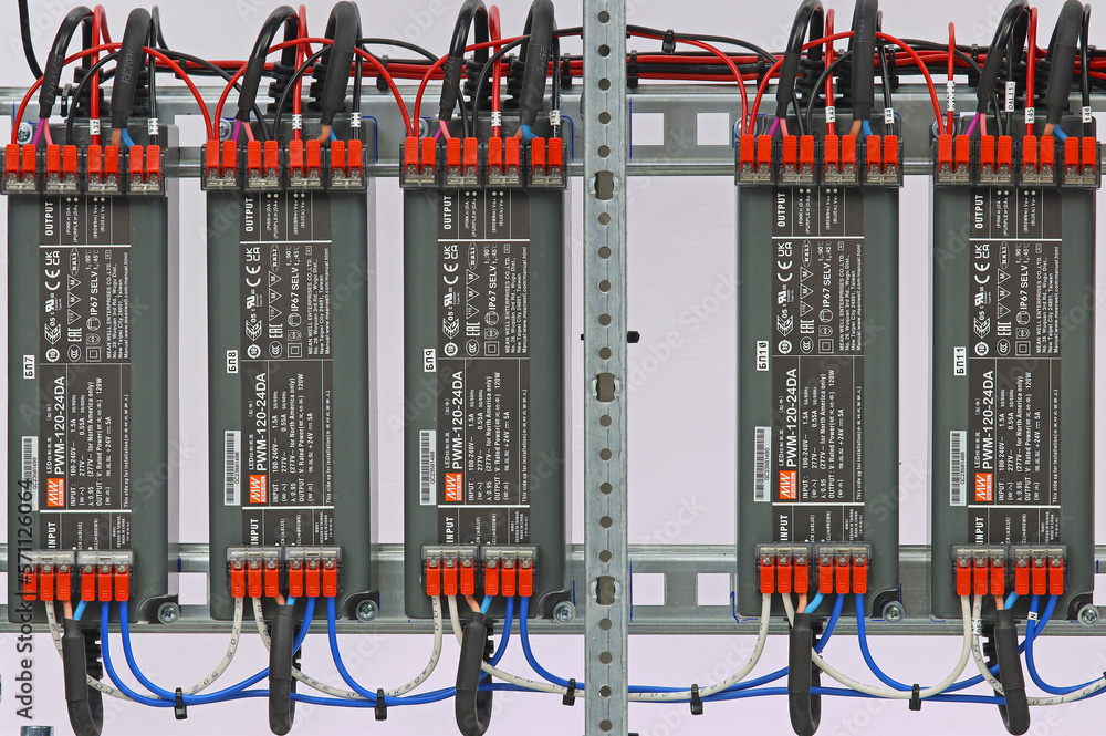 The Mean Well power modules for LED lighting are installed in an ...