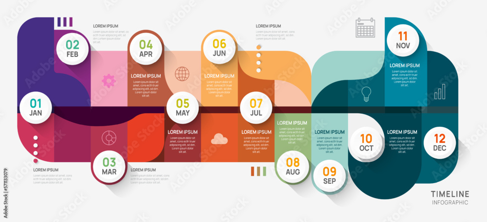 Infographic Timeline rounded elements diagram template for business. 4 ...