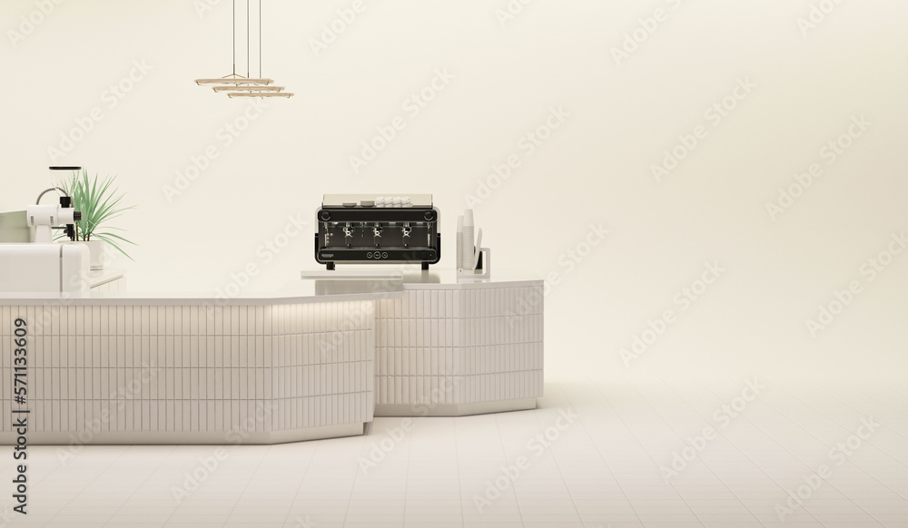 Coffee shop Restaurant design Modern and Minimal, white counter and ...