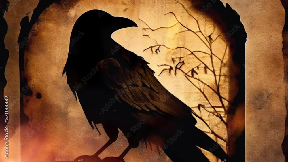 Poe's raven animated fog blackbird, crow, poetic moody dark emo misty ...