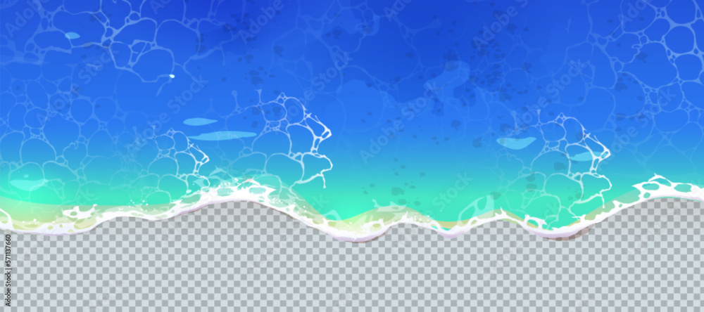 Top view of sea waves on transparent background. Cartoon isolated water ...