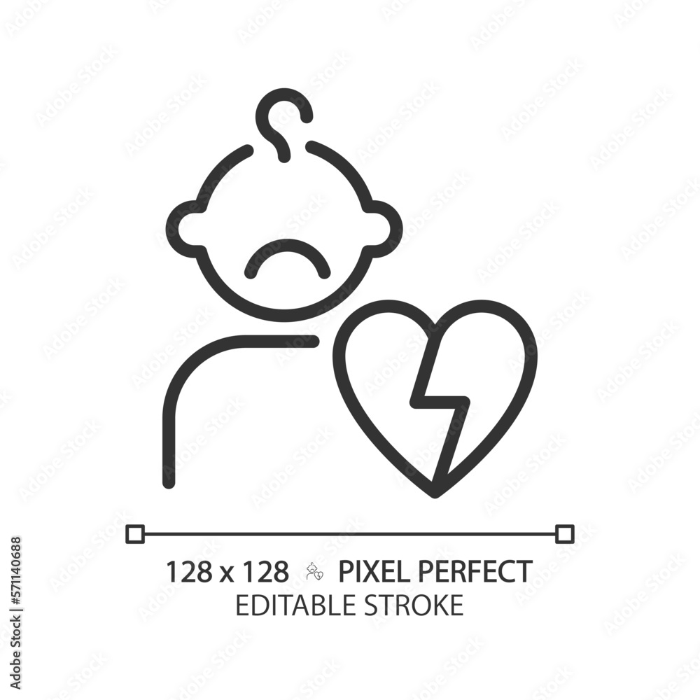 Orphan pixel perfect linear icon. Archetype. Abandoned child. Pattern ...