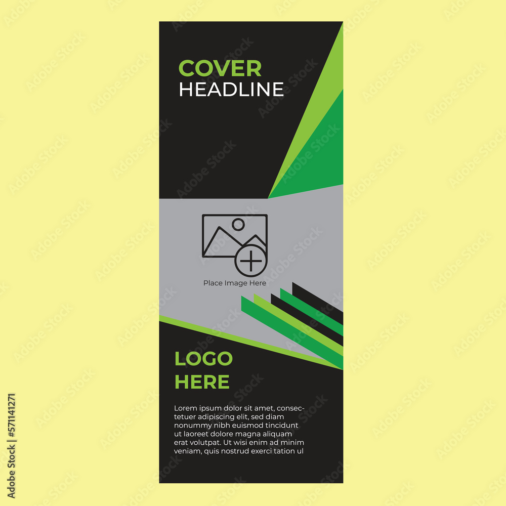 Simple Black And Green Standee Roll-Up Banner Design Stock Vector ...