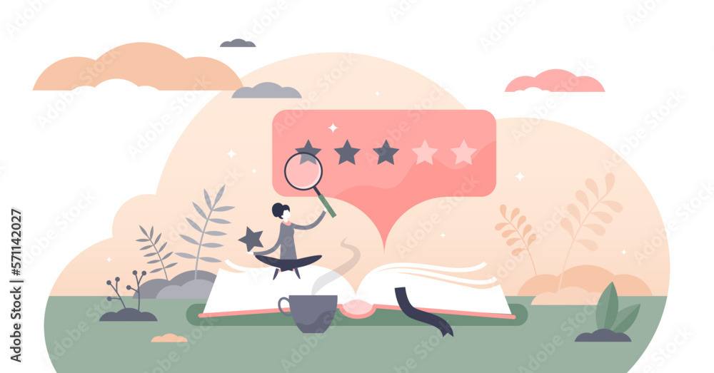 Book review illustration, transparent background. Reading feedback flat ...