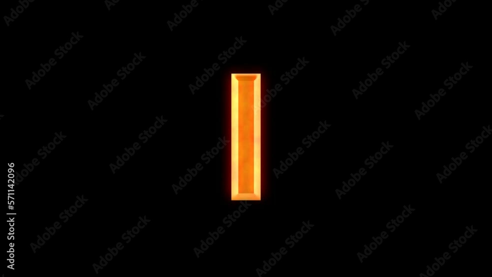 Letter I animation on transparent background with golden lens flare ...