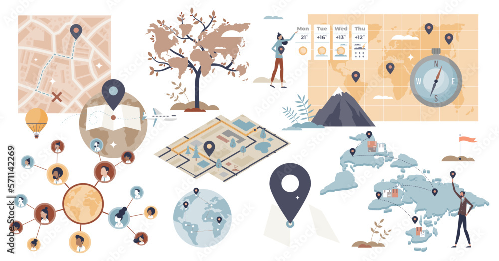 Grafika wektorowa Stock: Geolocation set and GPS location or direction ...