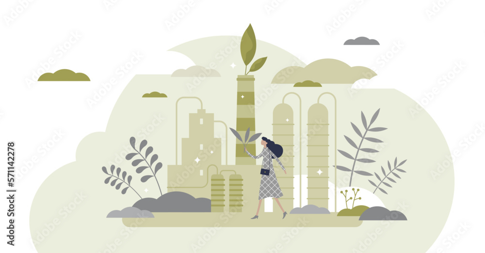 Green industry with alternative sustainable eco energy flat tiny ...