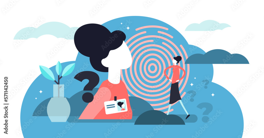 Personal identity illustration, transparent background. Flat tiny ...