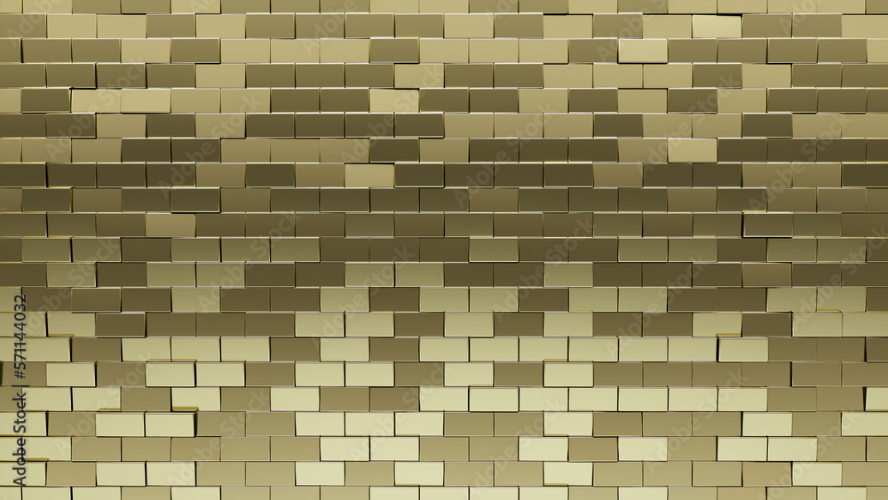 Rectangular, Luxurious Mosaic Tiles arranged in the shape of a wall. 3D ...