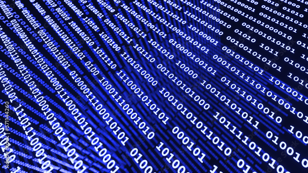 Binary system, succession of numbers 0 and 1. Representation of ...