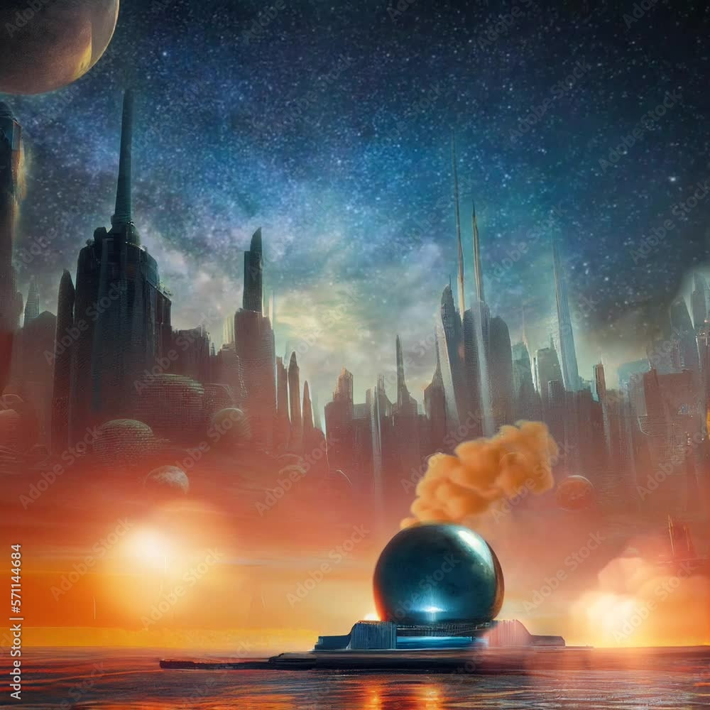 Alien cities animated scene dynamic cinemagraph scifi, alien ...