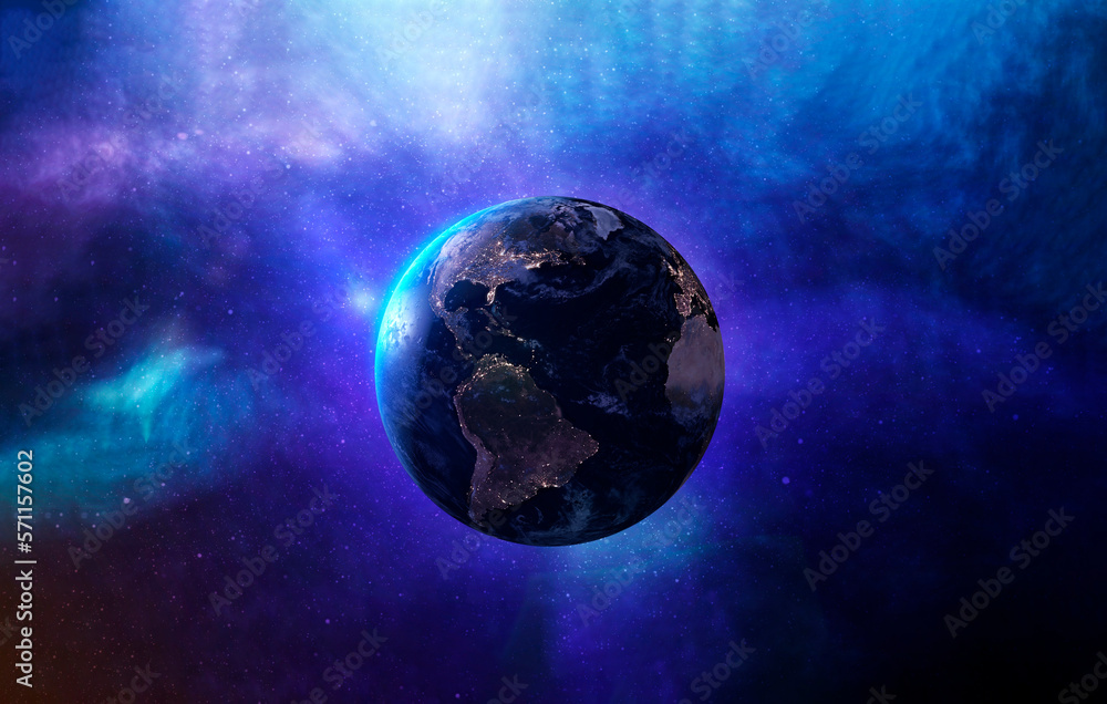 Three dimensional render of planet Earth floating in outer space Stock ...