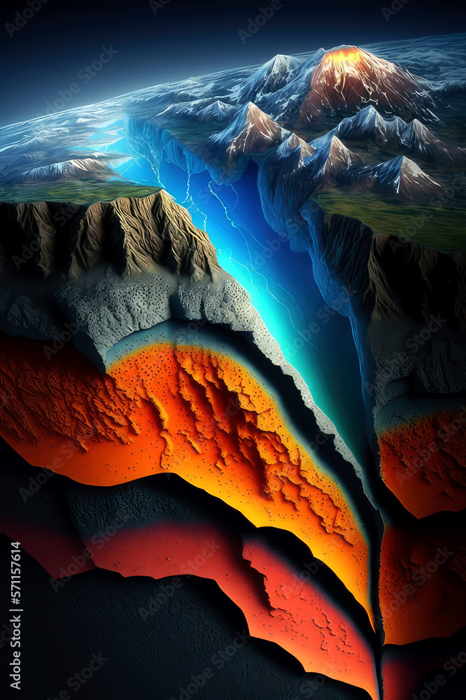 Tectonic plate boundaries, earthquake in world, ai Stock Illustration ...