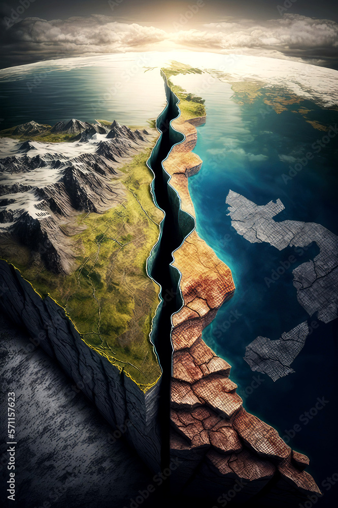 Tectonic plate boundaries, earthquake in world, ai Stock Illustration ...