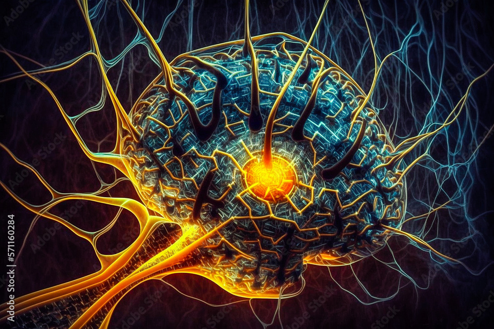 Réseau neuronal avec activité électrique des cellules neuronales ...