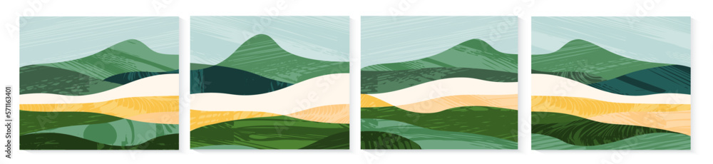 Green abstract agriculture field vector social media square post. Agro ...