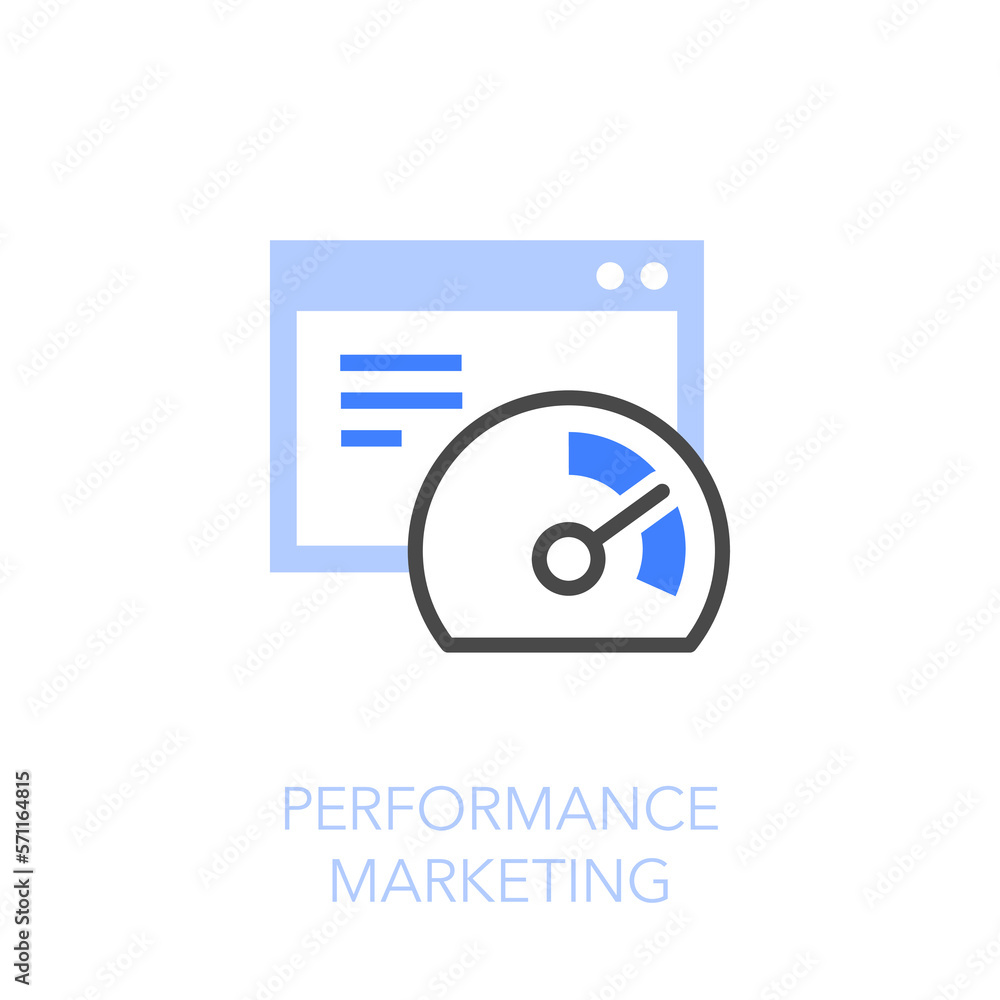 Simple visualised performance marketing icon symbol with an application ...