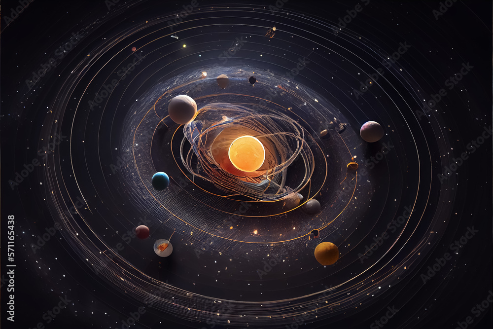 Solar system planets around sun scientific information . AI Stock ...