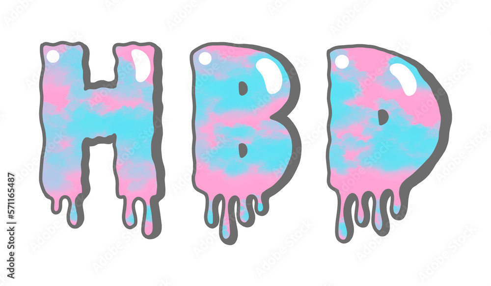 Happy birthday, HBD text, font, Pink and blue pastel color on ...