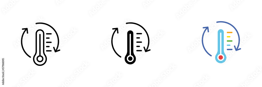 Thermometer icons. Low and high temperatures, climate control ...