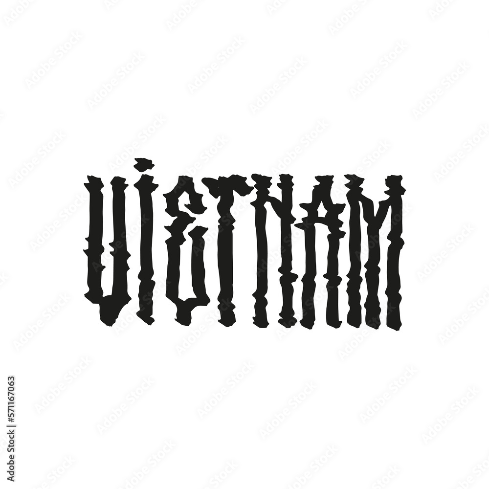 Vietnam. Name country word text card, banner script. Beautiful ...