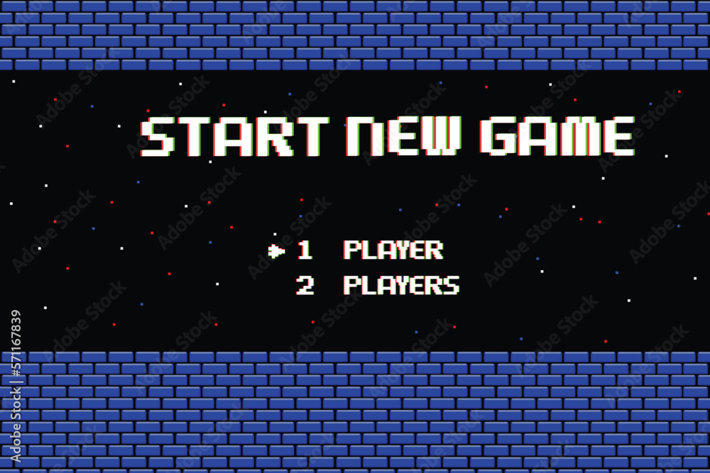 pixel art phrase New game and start. Retro game interface Stock Vector ...