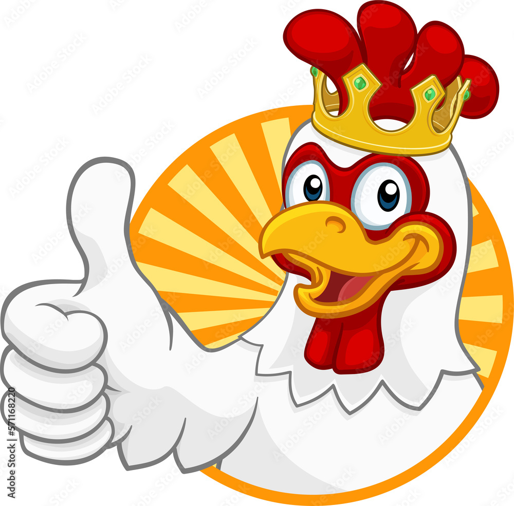 King Chicken Rooster Cockerel Bird Crown Cartoon Stock Illustration ...