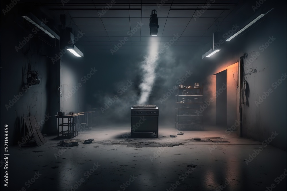 The dark stage shows, dark background, an empty dark scene, neon light ...