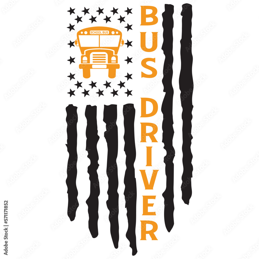Us flag school bus design gift, best bus driver gift, school bus driver ...