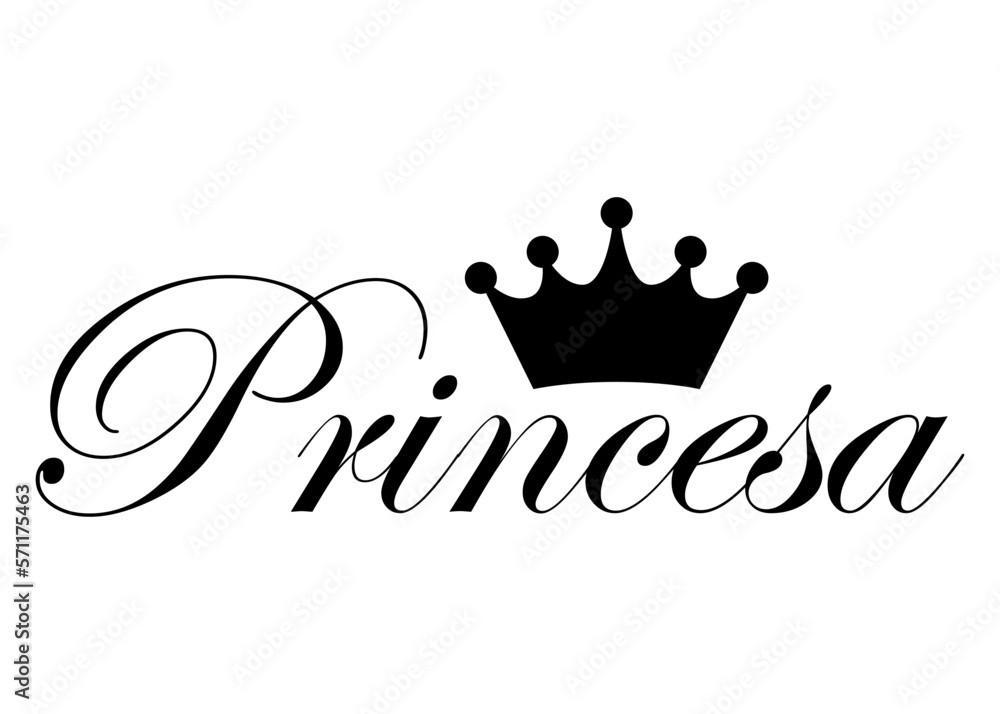 Logo aislado con letras palabra Princesa en texto manuscrito en español ...