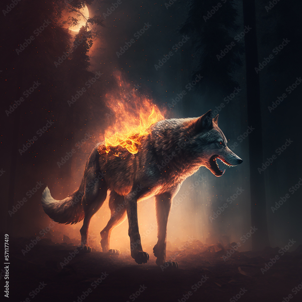 Dark Forest Wolf Wallpaper